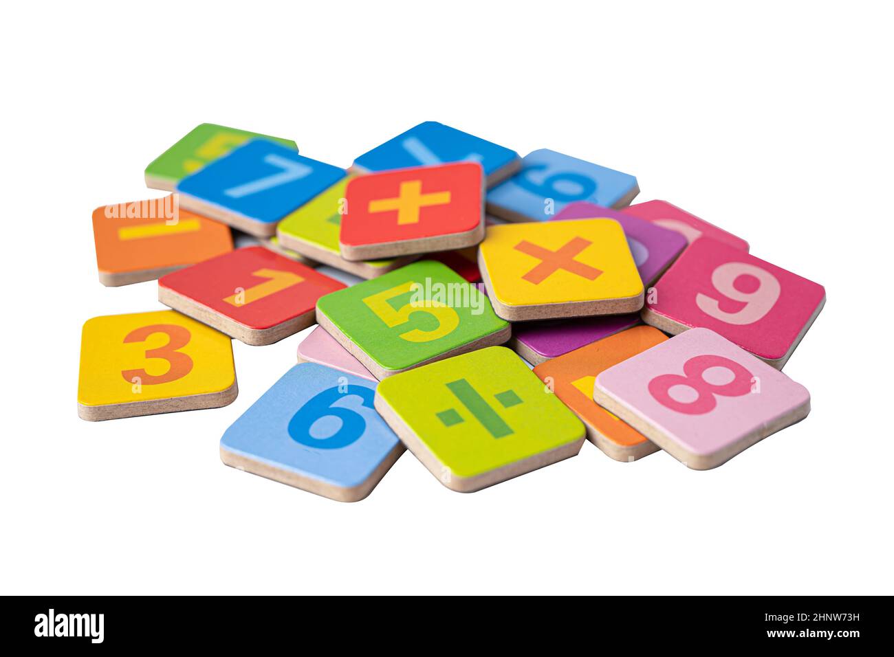 Math number colorful on white background with clipping path, education ...