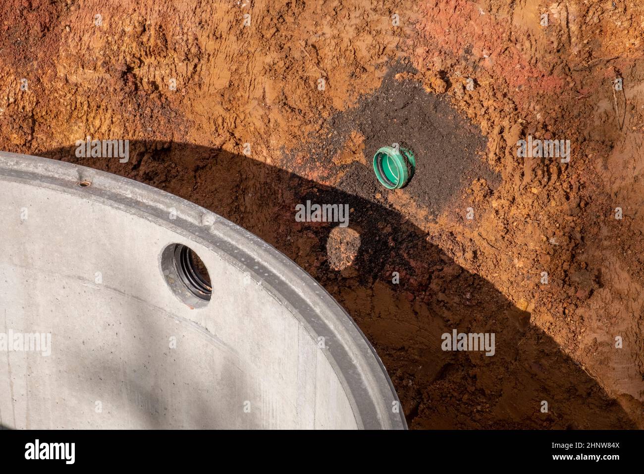 sewer pit at a construction site for a one family home Stock Photo - Alamy