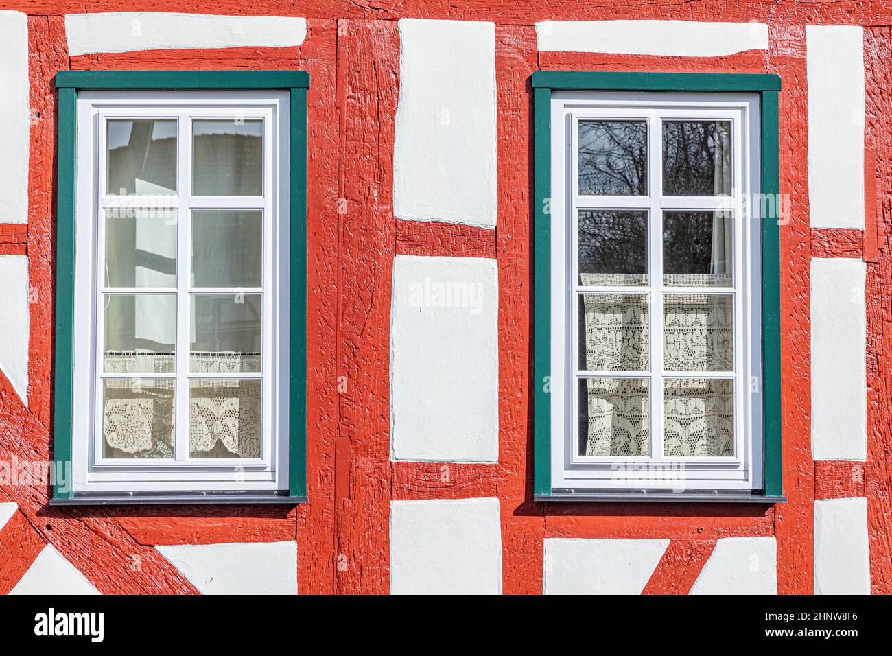 background of half timbered house wall in traditional style of a german ...