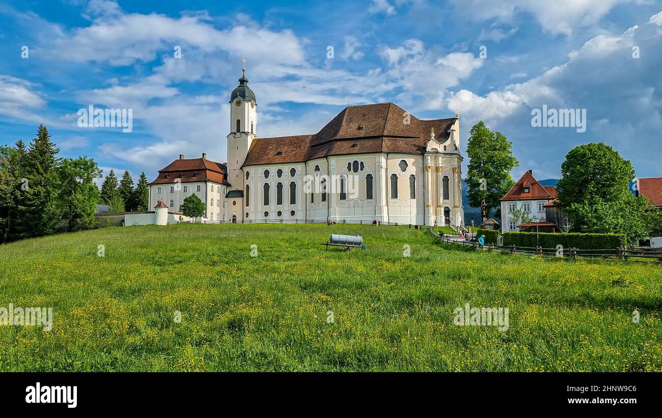 View of the Pilgrimage Church of Wies, an oval rococo church, Bavaria ...