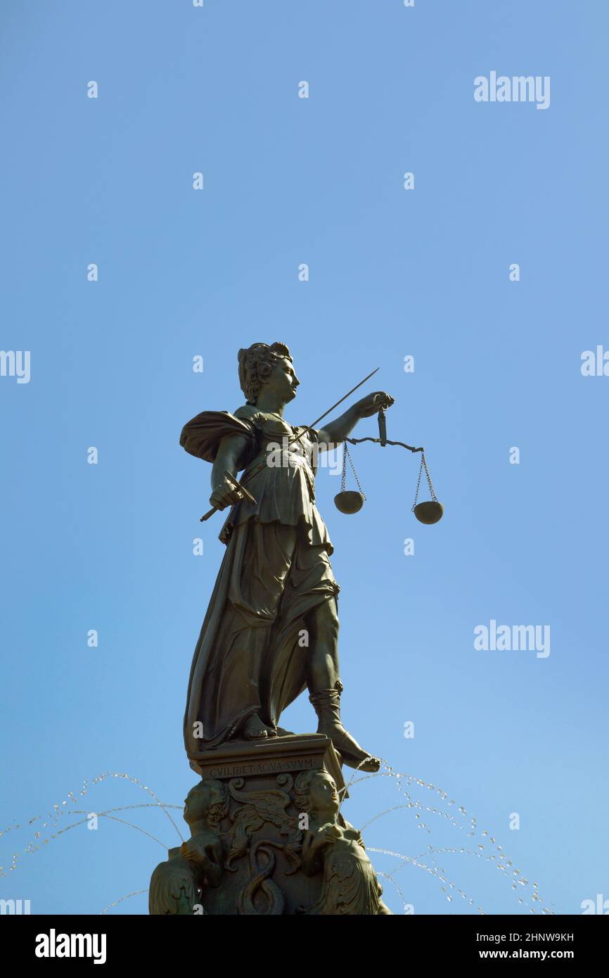 Lady justice at the Roemer in Frankfurt am Main symbolizes Justice with ...