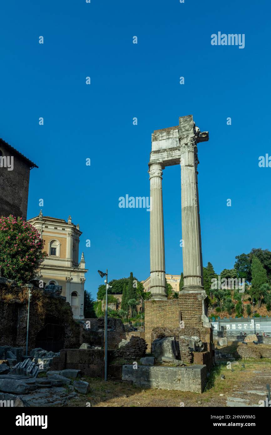 old roman pillars at forum romanum in Rome Stock Photo - Alamy