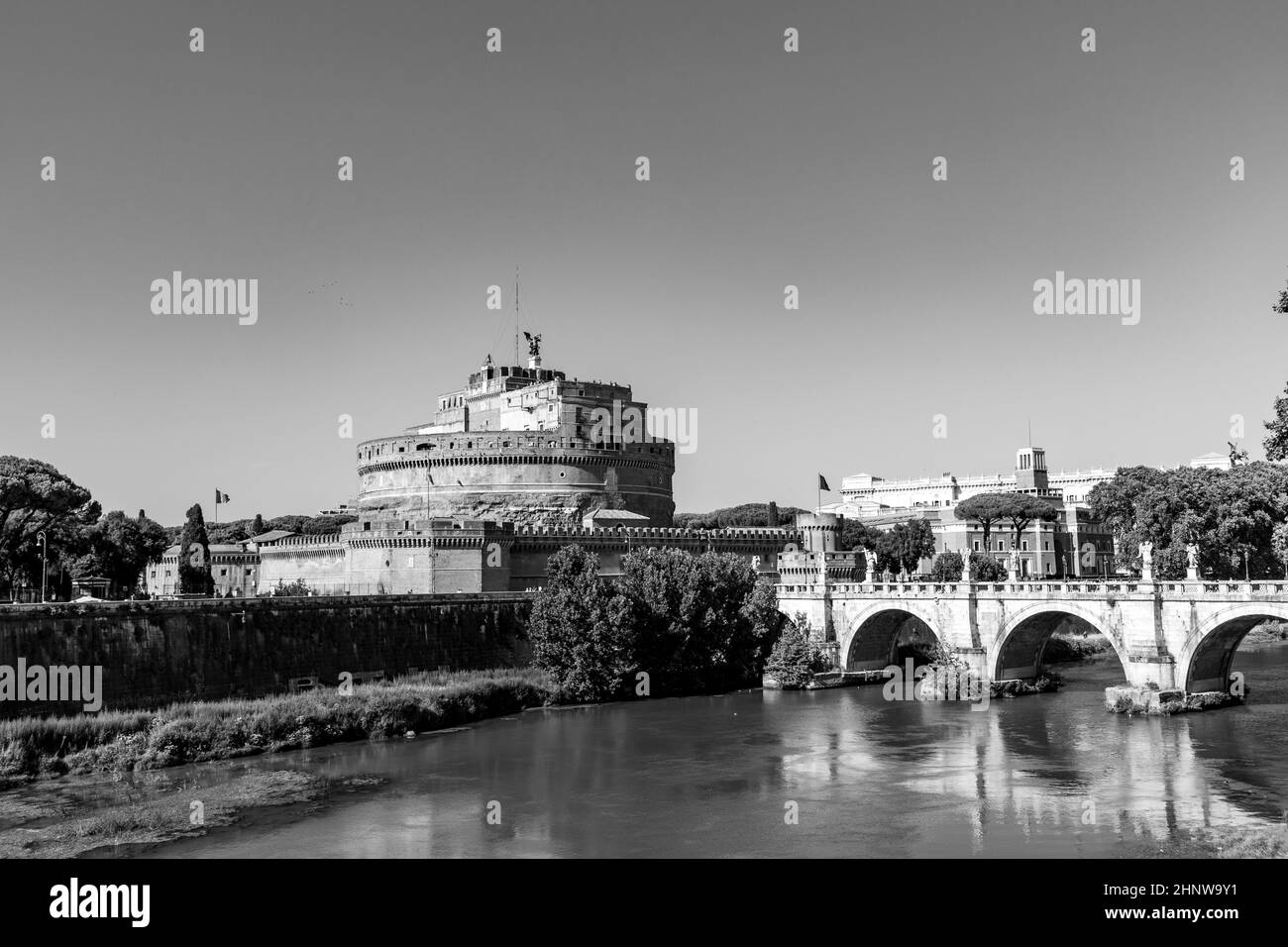 Castle Sant Angelo (Mausoleum of Hadrian), bridge Sant Angelo and river ...