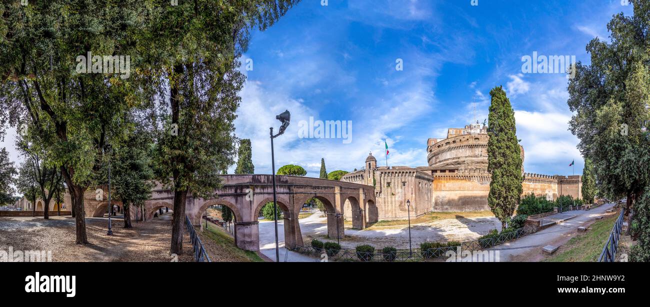 castel sant' Angelo, the castle of the holy angel in Rome, Italy with ...