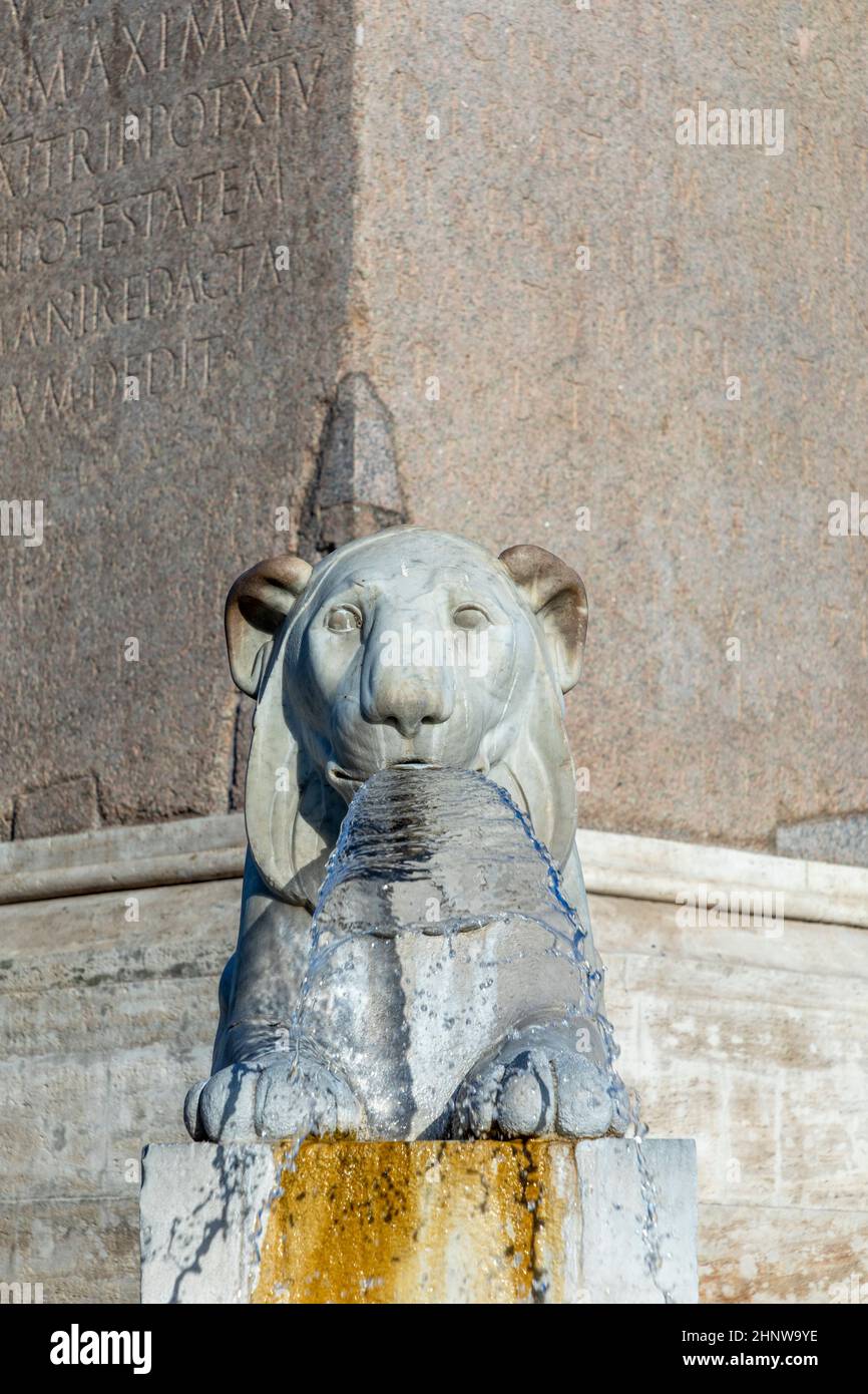 detail of water spout at obelisk in piazza del popolo - engl: peoples ...