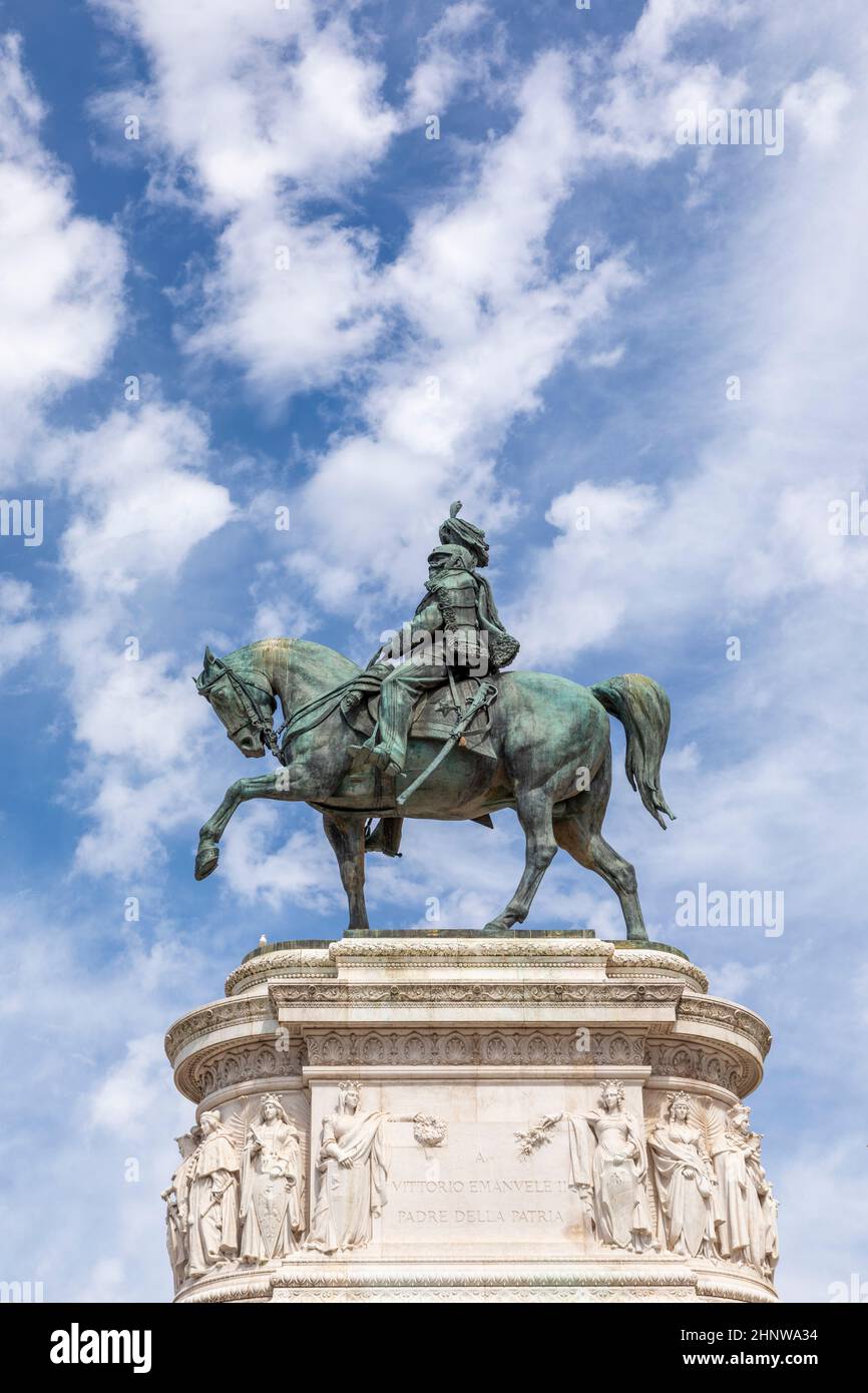 statue of Victor Emmanuel II at the altar of the fatherland in Rome ...
