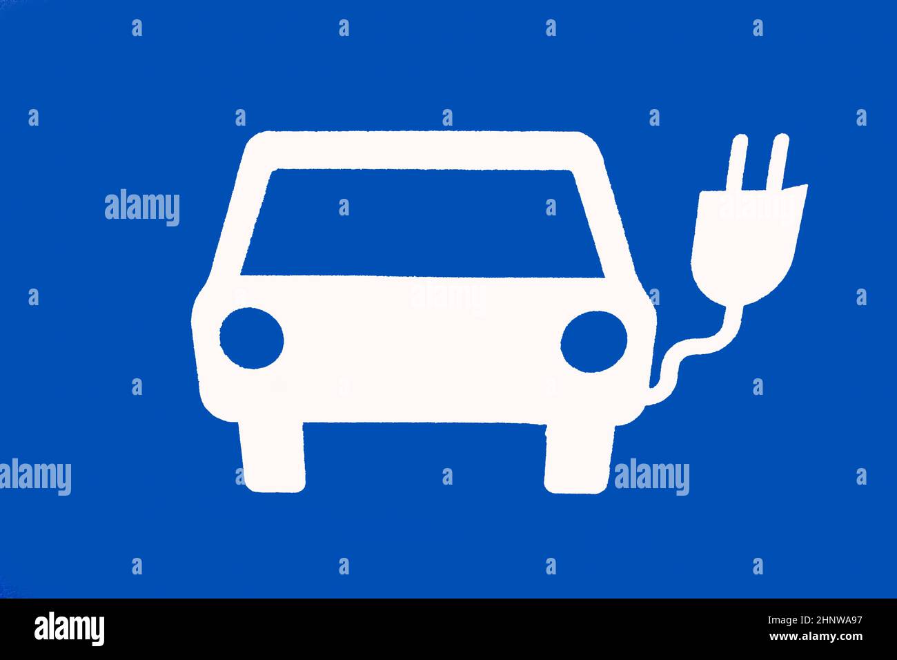 sign elektro car loading station at the floor of a parking lot Stock ...