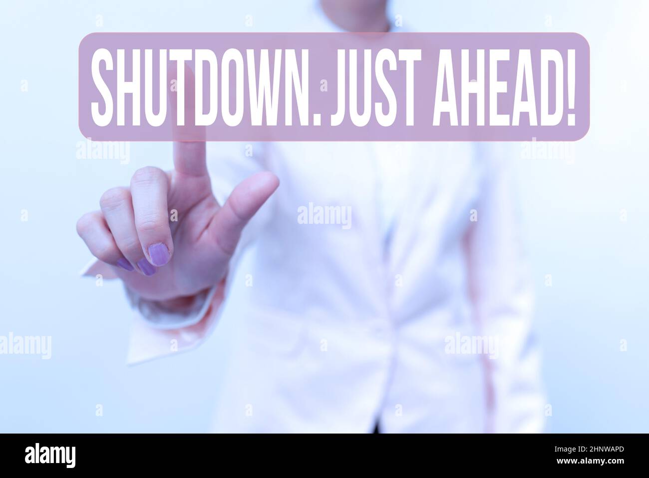 Text sign showing Shutdown Just Ahead, Word Written on closing factory ...