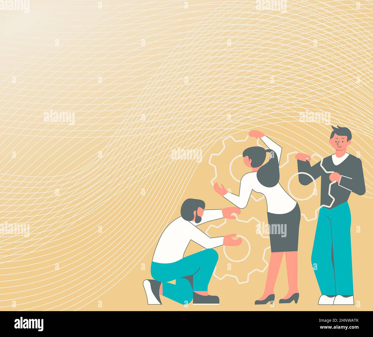 Illustration Of A Group Holding Spur Gear Helping Each For Their Work ...
