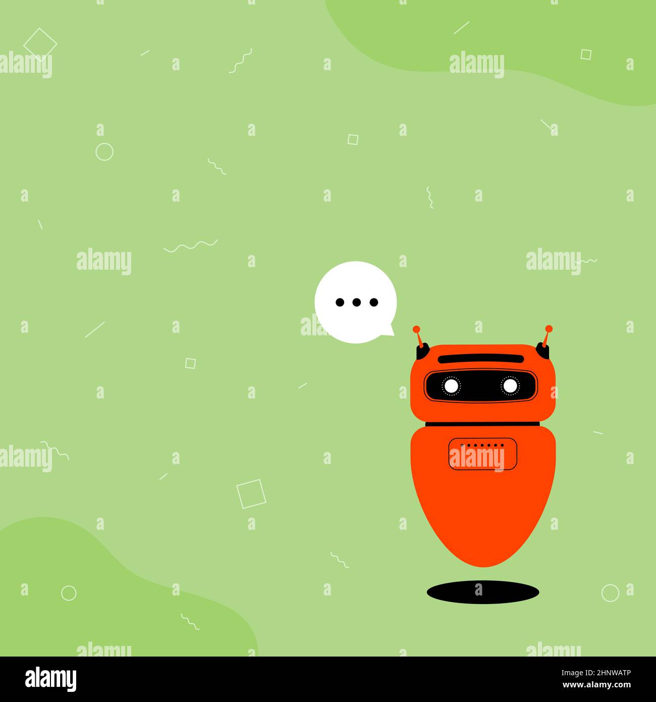 Illustration Of Cute Floating Robot Telling Information In A Chat Cloud ...