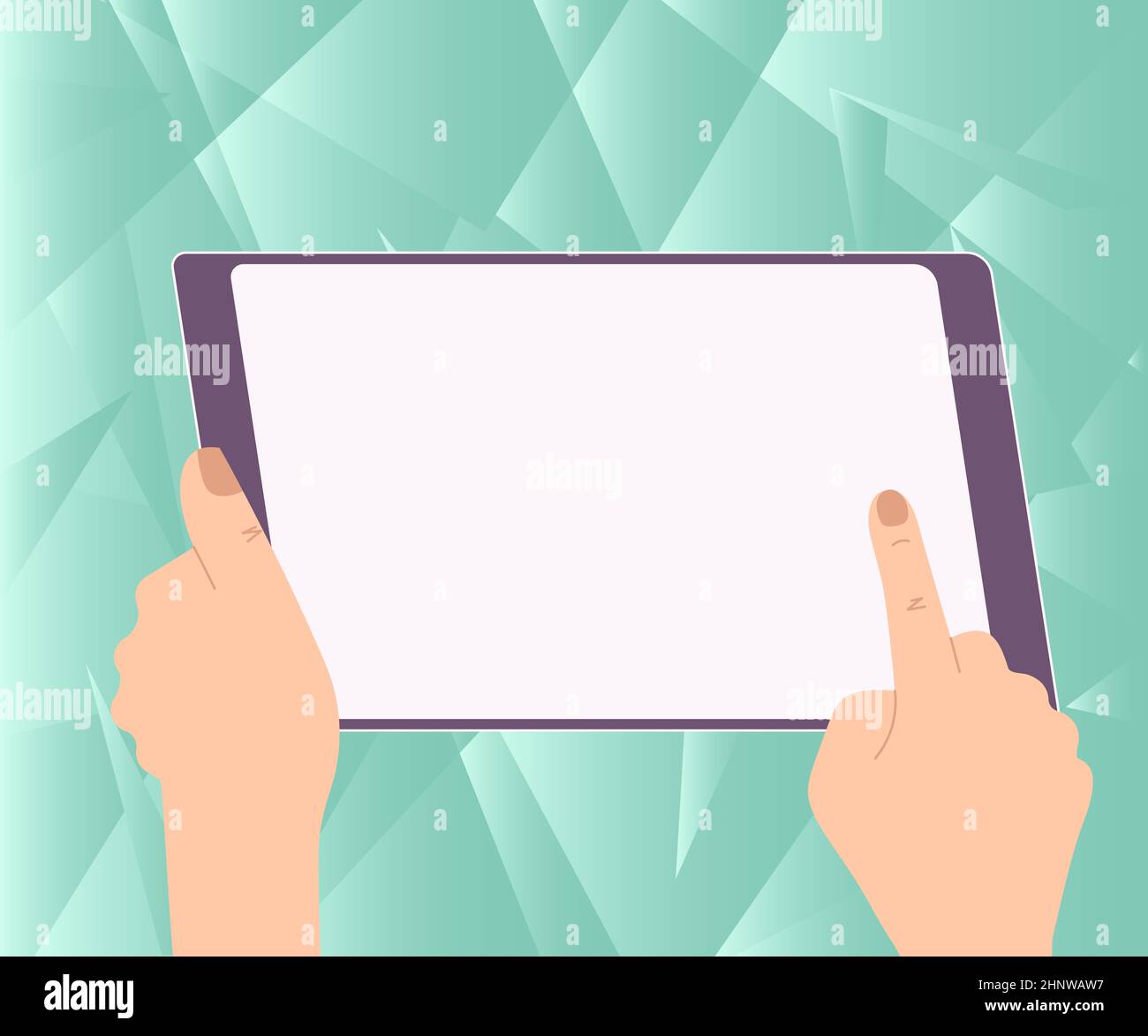 Illustration Of A Hand Using Tablet Searching For New Amazing Ideas ...