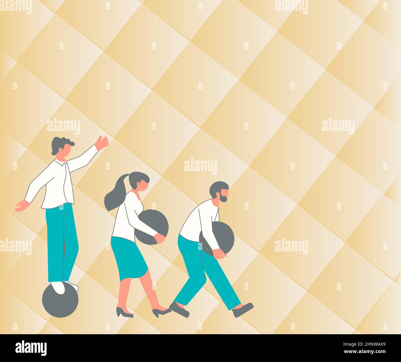 Illustration Of Group Bringing Their Own Heavy Sphere Together Stock ...