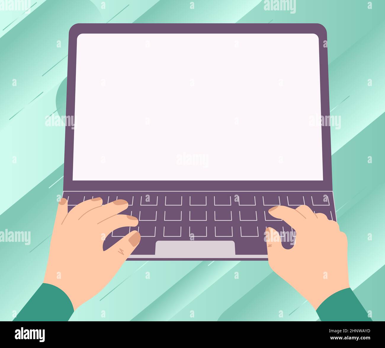 Illustration Of A Busy Hand Working On Laptop Searching For Ideas Stock ...