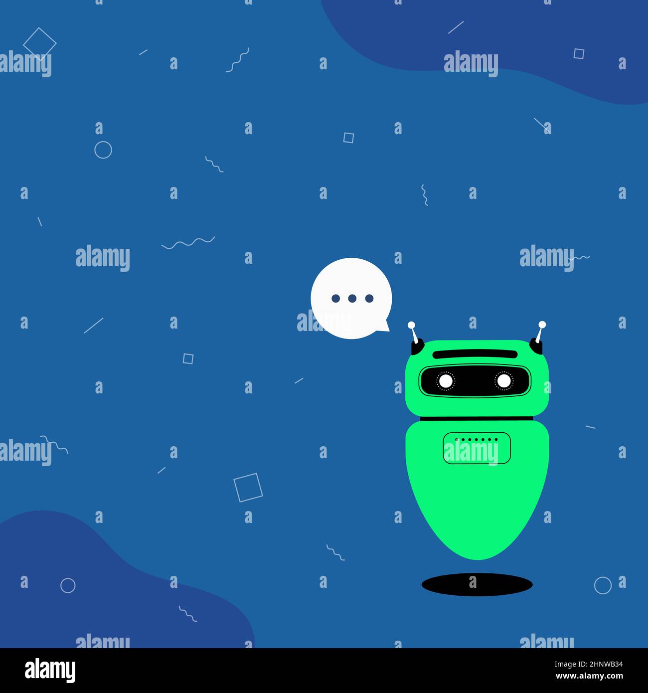 Illustration Of Cute Floating Robot Telling Information In A Chat Cloud ...