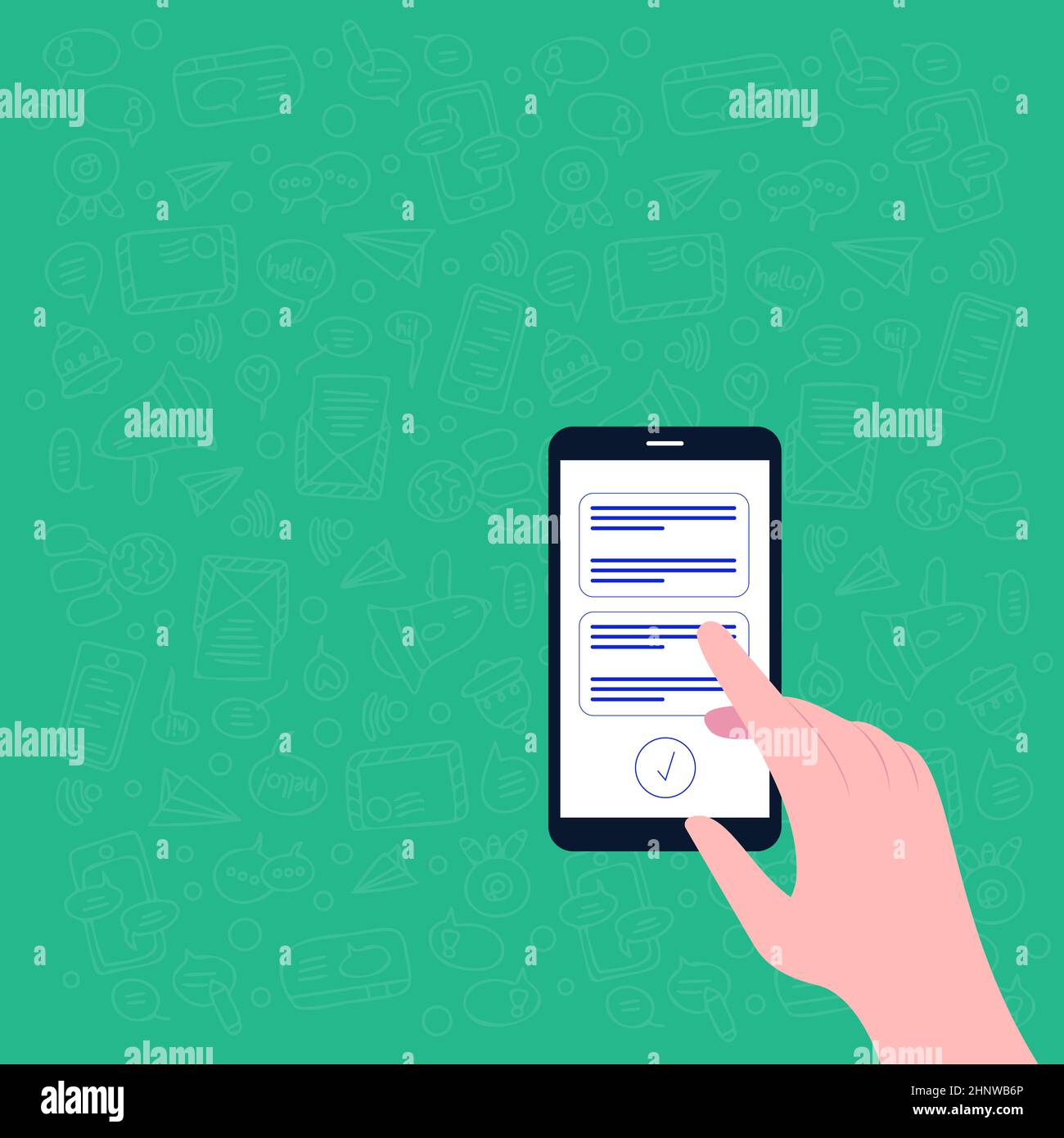 Illustration Of Hand Using Smart Phone Texting New Important Messages ...