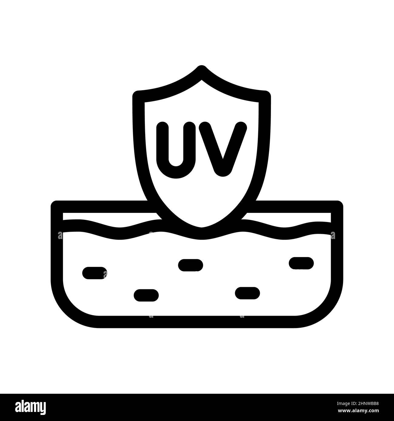 uv protection protect shield skincare single isolated icon with outline ...