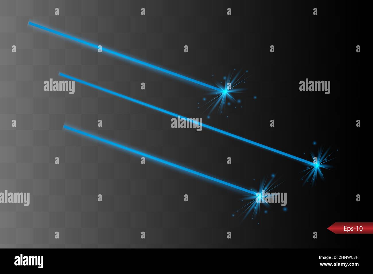 Abstract blue laser beam. Transparent isolated on black background ...