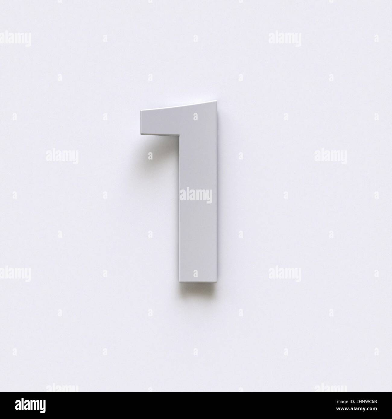 Bent paper font with long shadows Number 1 ONE 3D render illustration isolated on gray ...