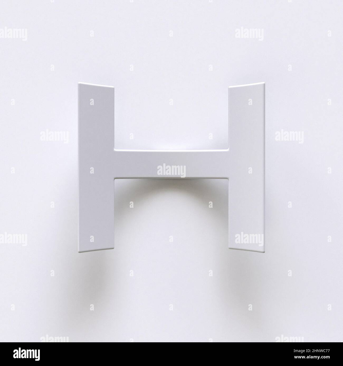 Bent paper font with long shadows Letter H 3D render illustration ...