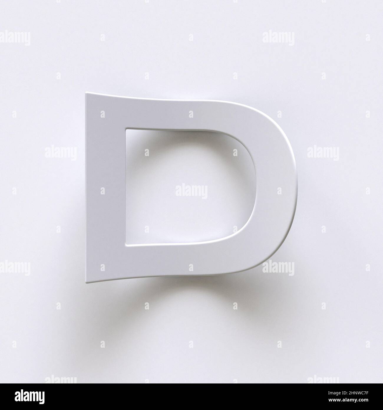 Bent paper font with long shadows Letter D 3D render illustration ...