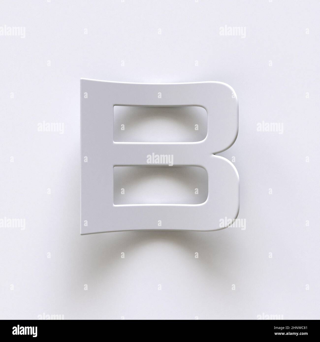Bent paper font with long shadows Letter B 3D render illustration ...