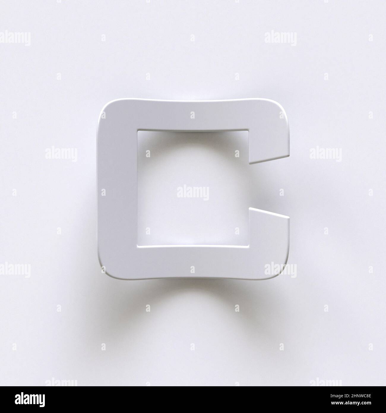 Bent paper font with long shadows Letter C 3D render illustration ...