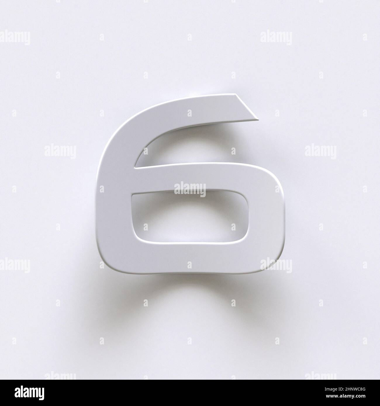 Bent paper font with long shadows Number 6 SIX 3D render illustration isolated on gray ...