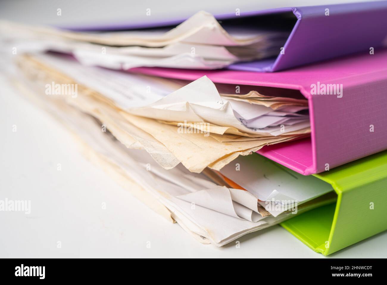 File Folder Binder stack of multi color on table in office Stock Photo ...