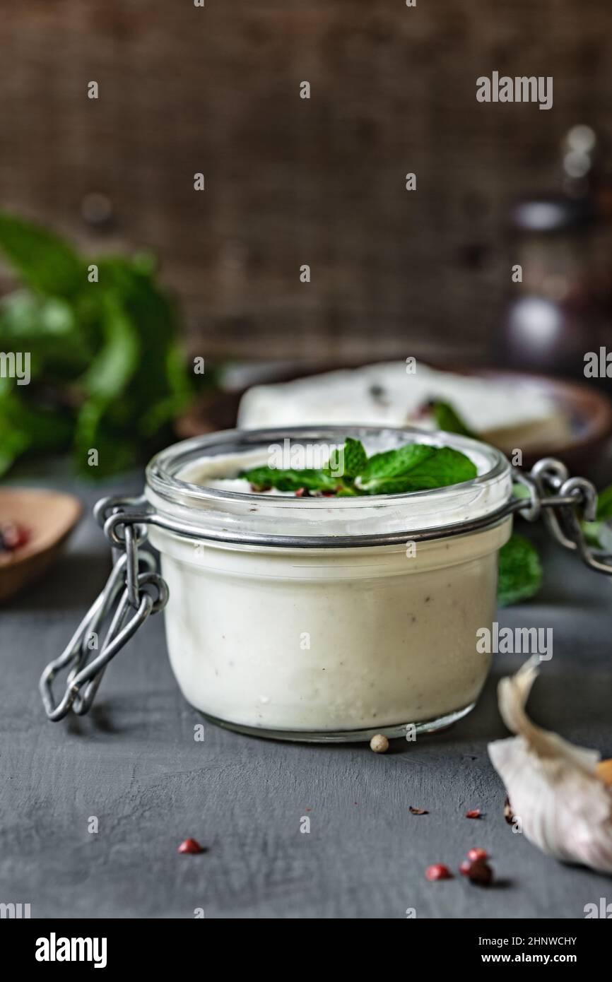 Homemade Feta cheese dip with Herbs and Spices Stock Photo - Alamy