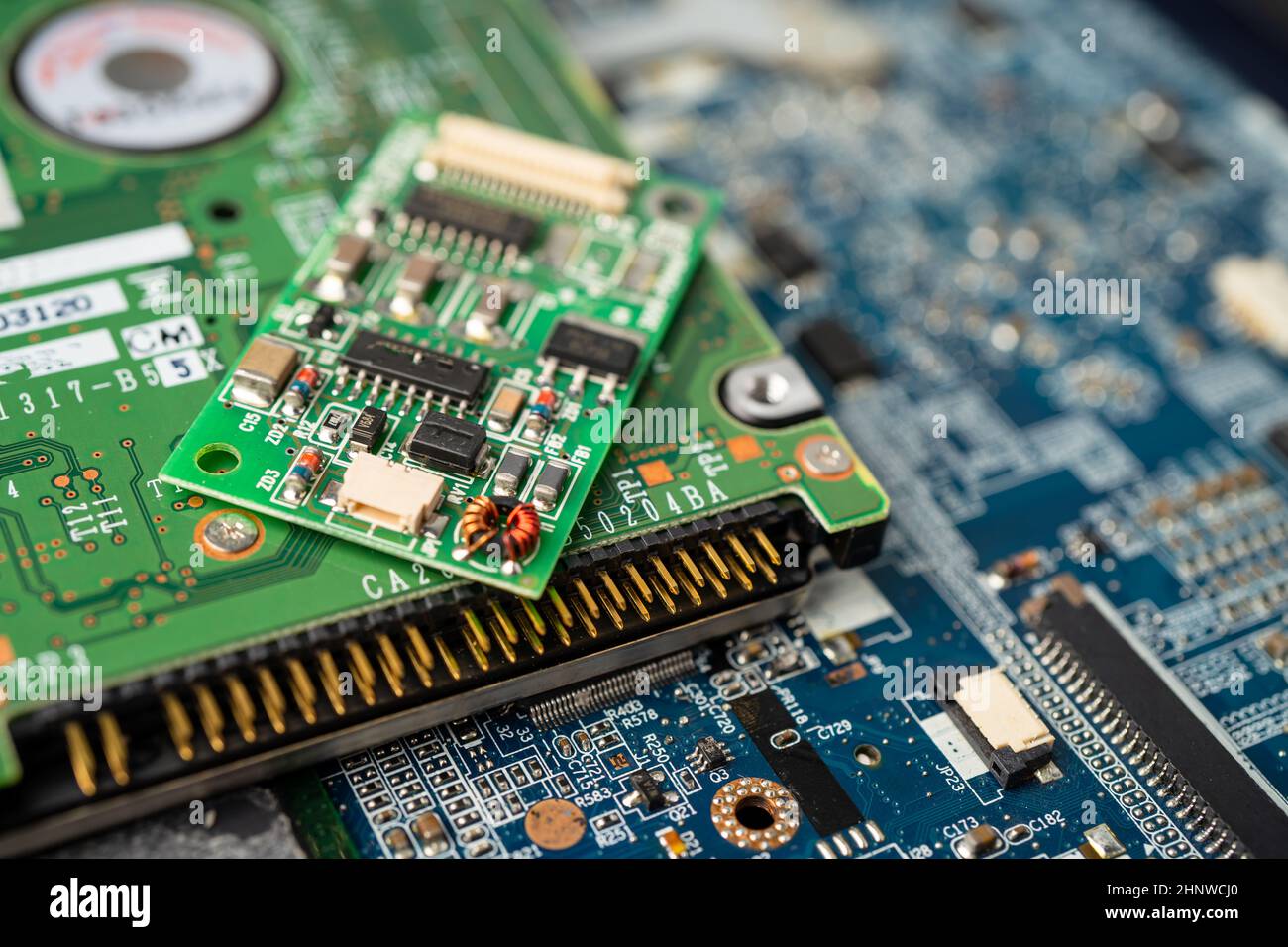 E-waste electronic, computer circuit cpu chip mainboard core processor electronics device ...