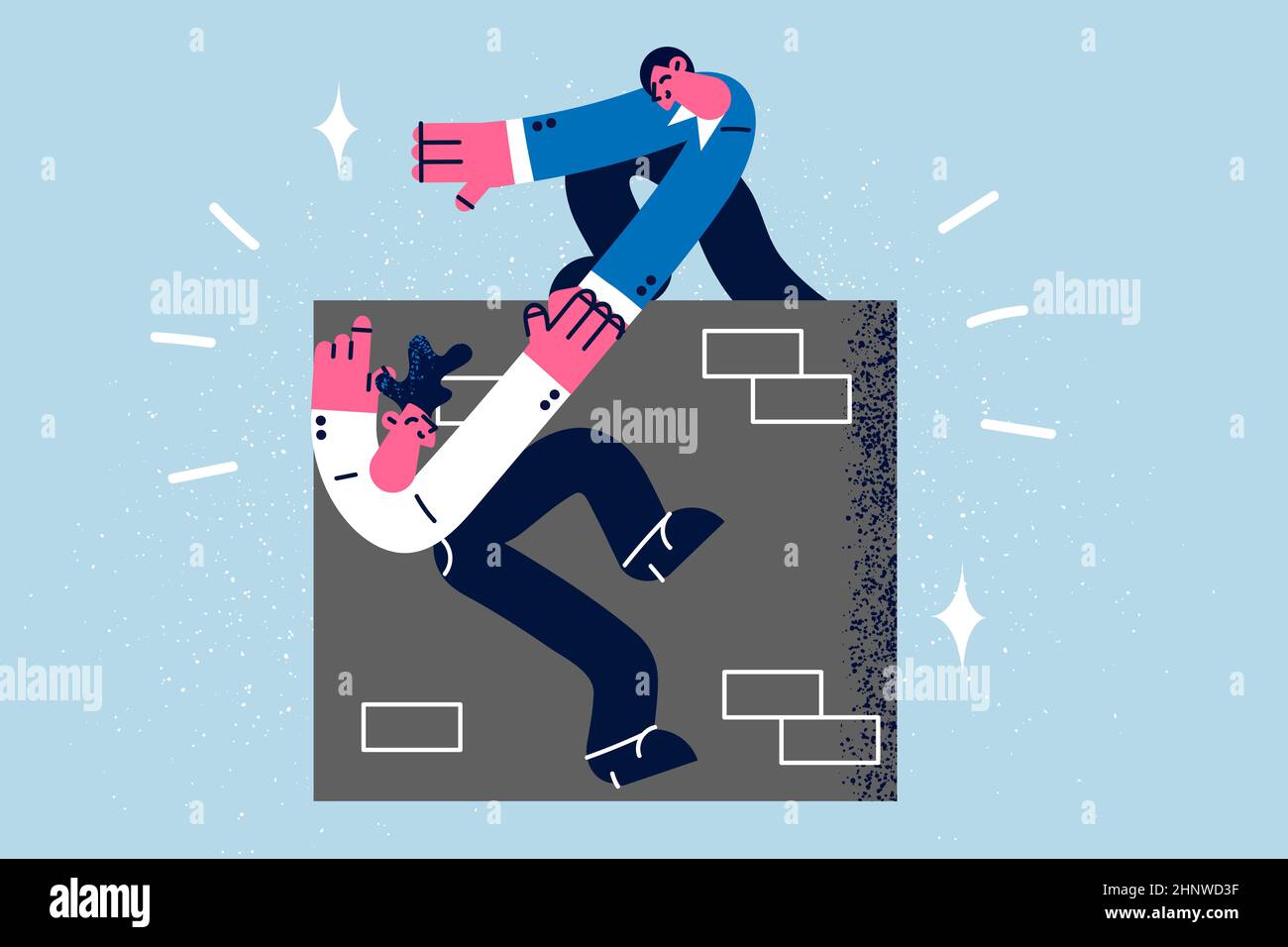 Teamwork, help and cooperation concept. Business partners cartoon ...