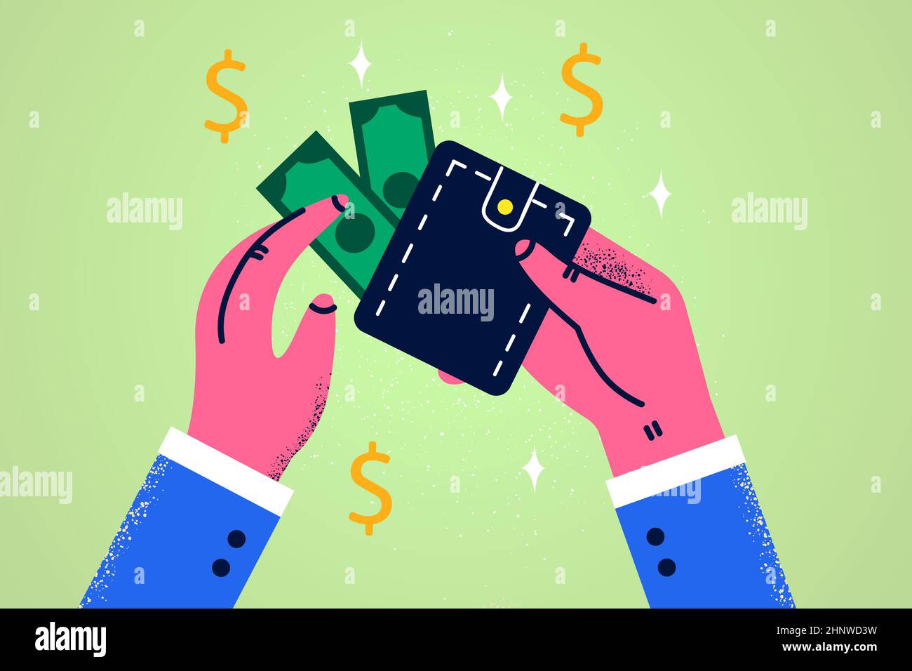 Financial wealth, money, savings concept. Human hands holding wallet ...