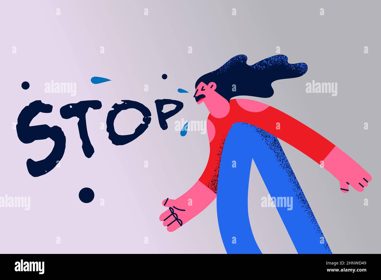 Stop conflict and emotions concept. Young stressed emotional woman ...