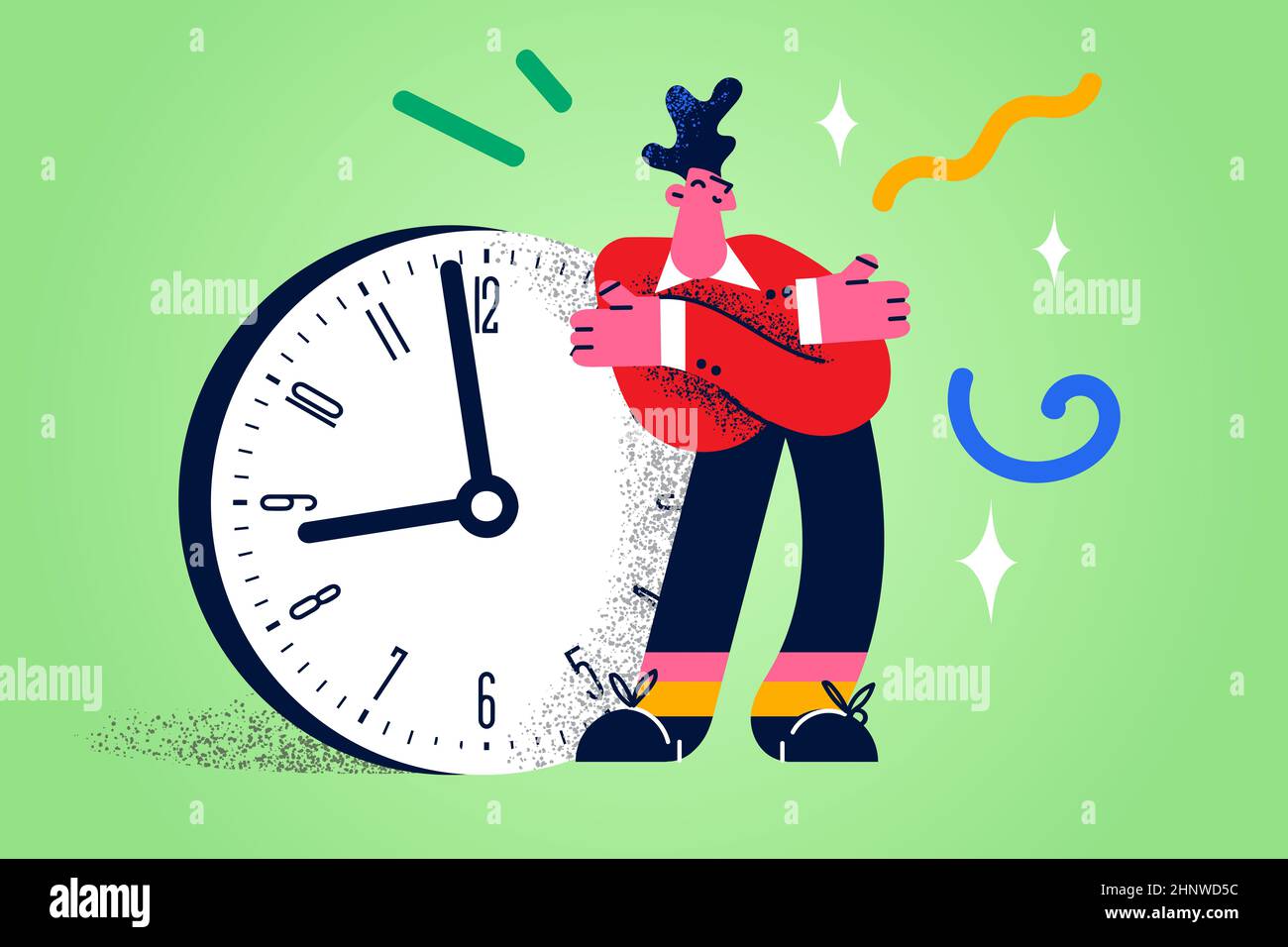 Having time and confidence concept. Young positive businessman cartoon ...