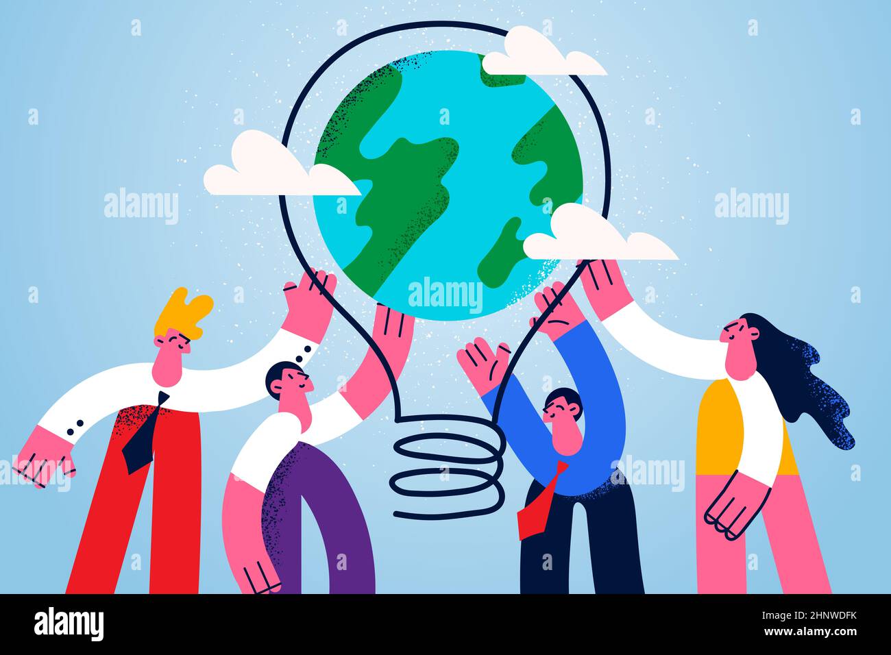 Teamwork and Business Innovative ideas concept. Group of Young smiling ...