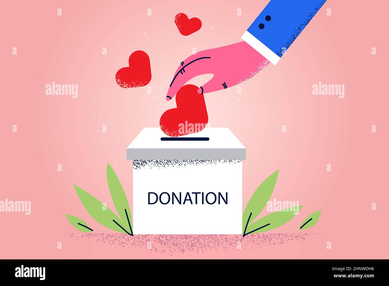 Donation box and love concept. Human hand putting red hearts to ...