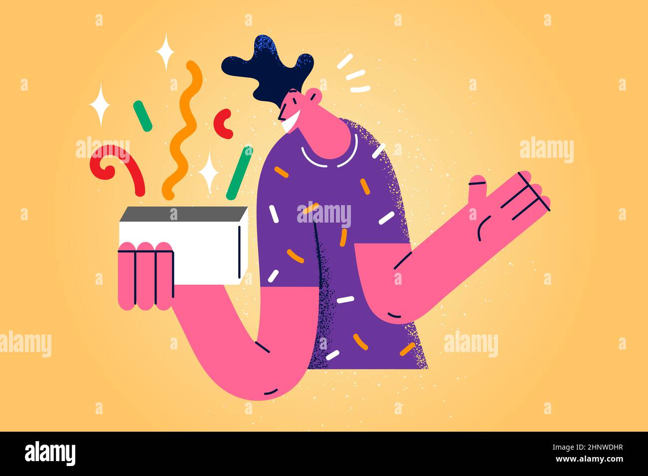Surprise and feeling amazed concept. Young smiling boy man cartoon ...