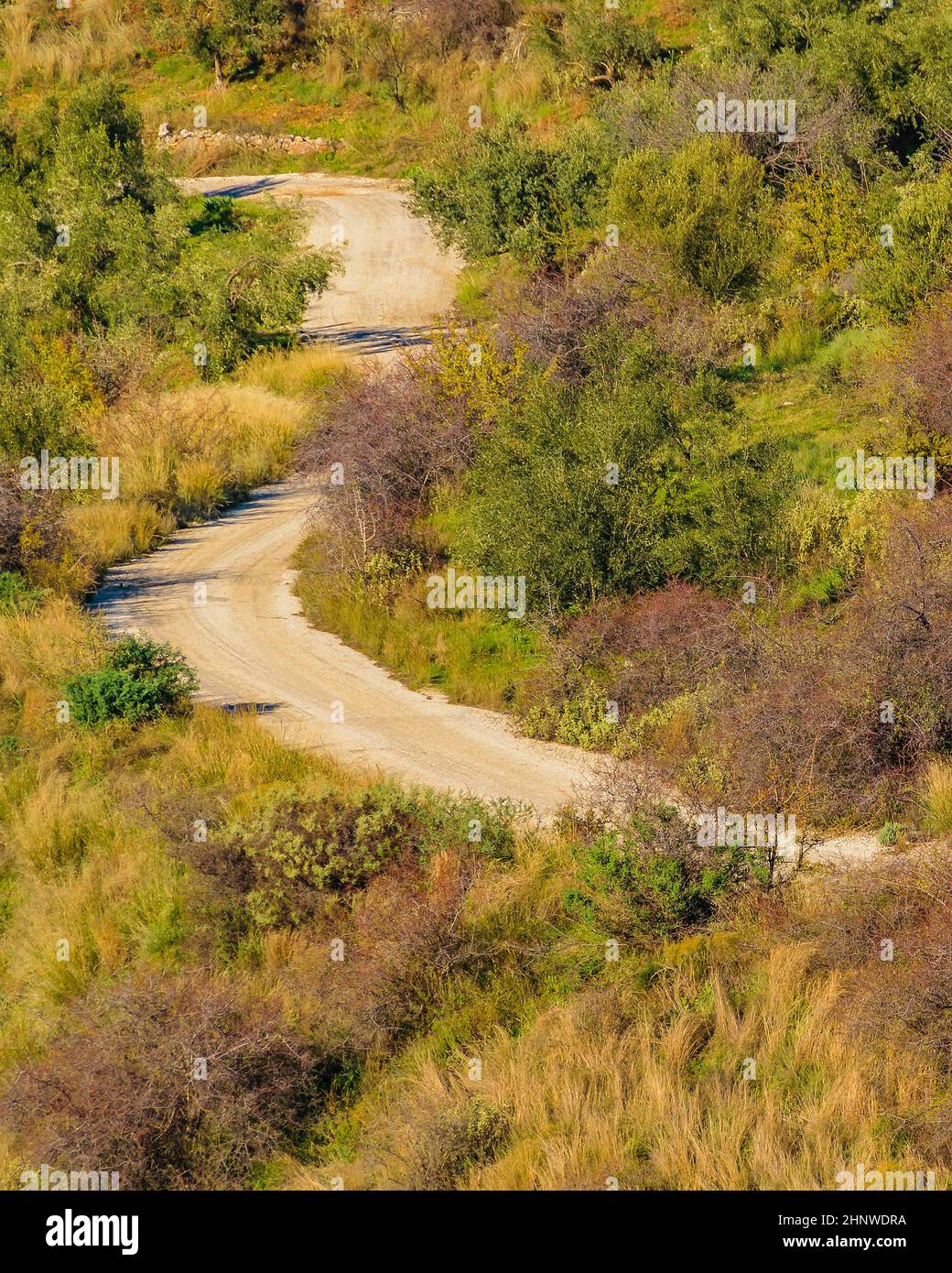 Dirt road landscape scene from ancient mycenae city, peloponnese ...