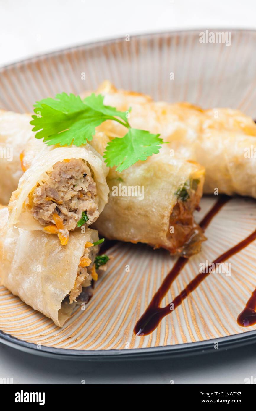 still life of spring rolls Stock Photo - Alamy