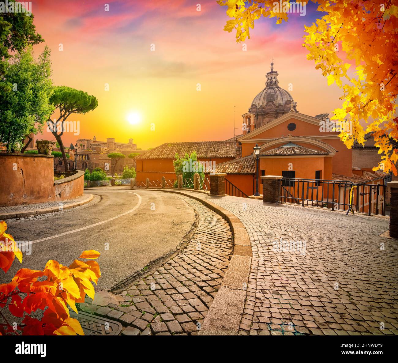 Ancient Roman stone street in Rome, Italy Stock Photo - Alamy