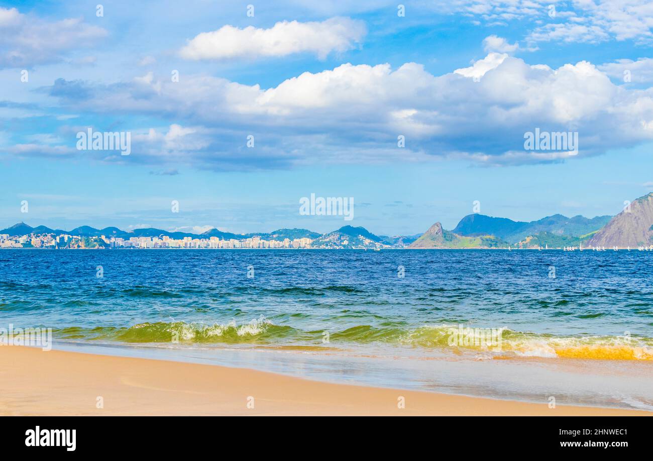 Flamengo Beach natural seascape panorama view and cityscape at ...