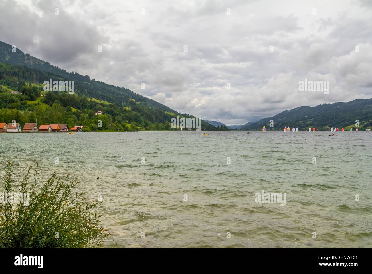 Scenery around the Grosser Alpsee, a lake near Immenstadt in Bavaria ...