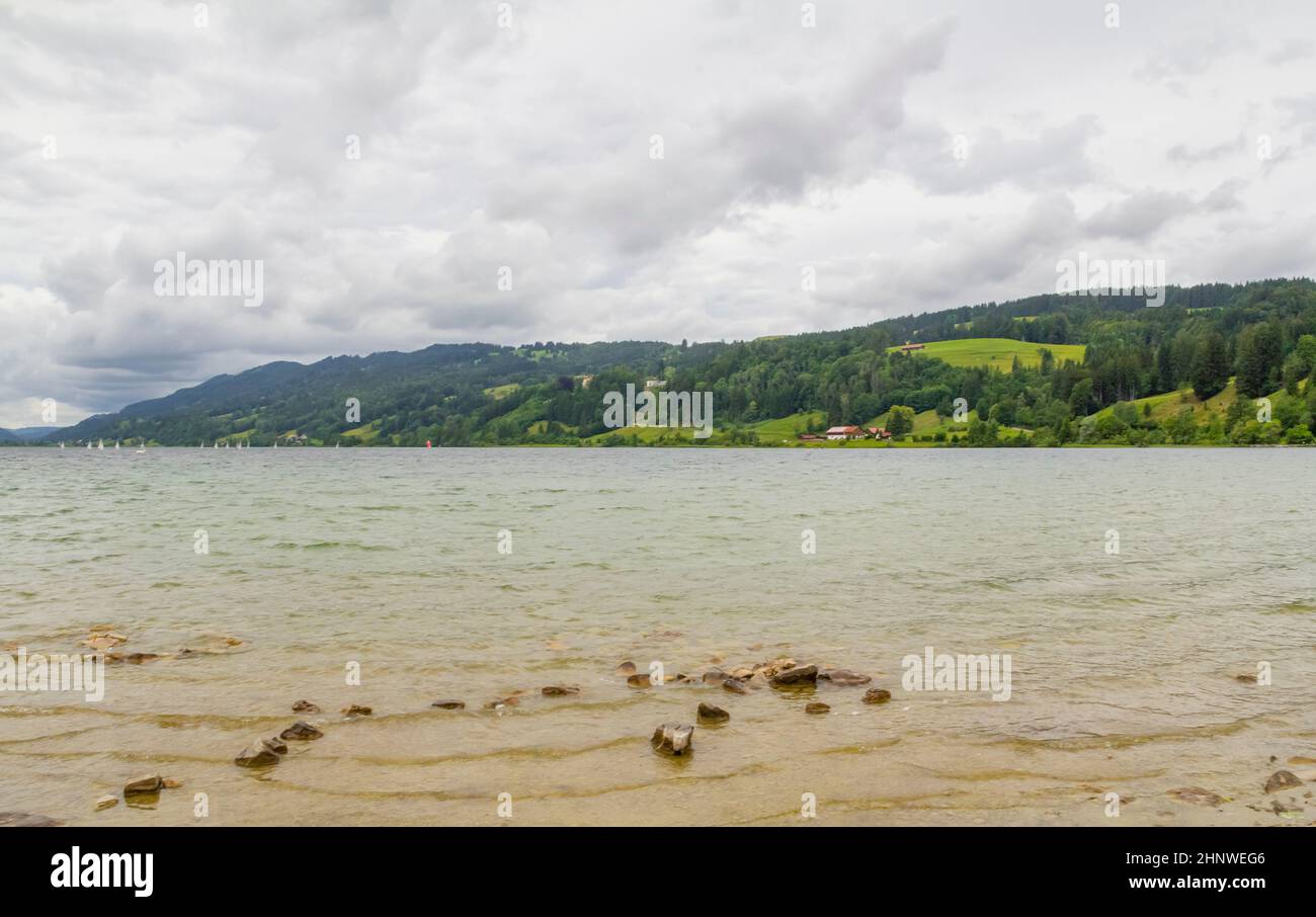 Scenery around the Grosser Alpsee, a lake near Immenstadt in Bavaria ...