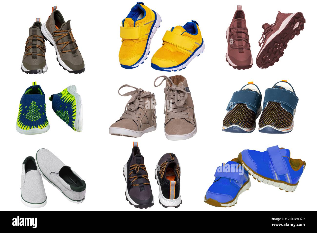 Collage set children summer shoes. Collection of elegant stylish male ...