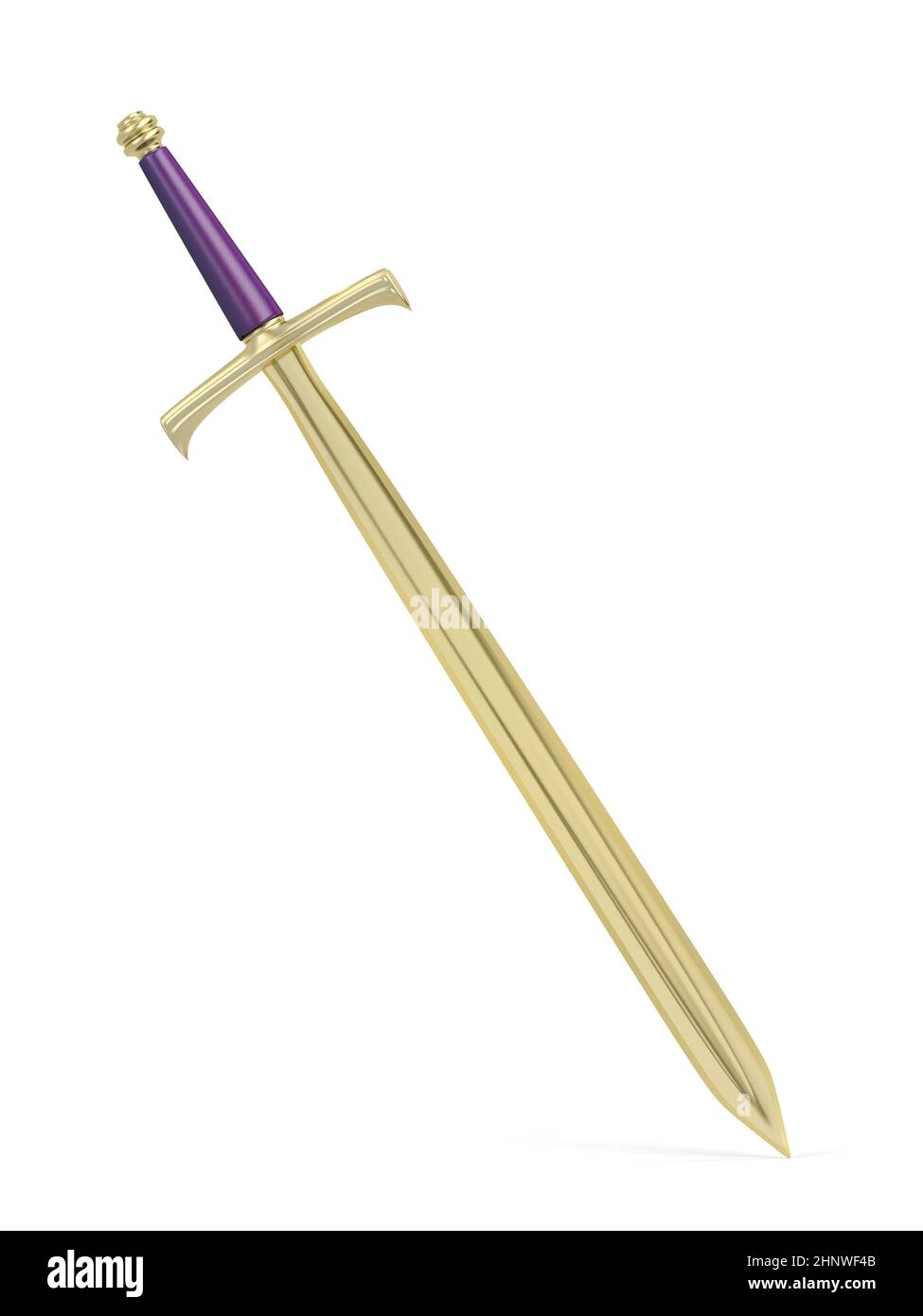 Golden sword with leather handle on white background Stock Photo - Alamy