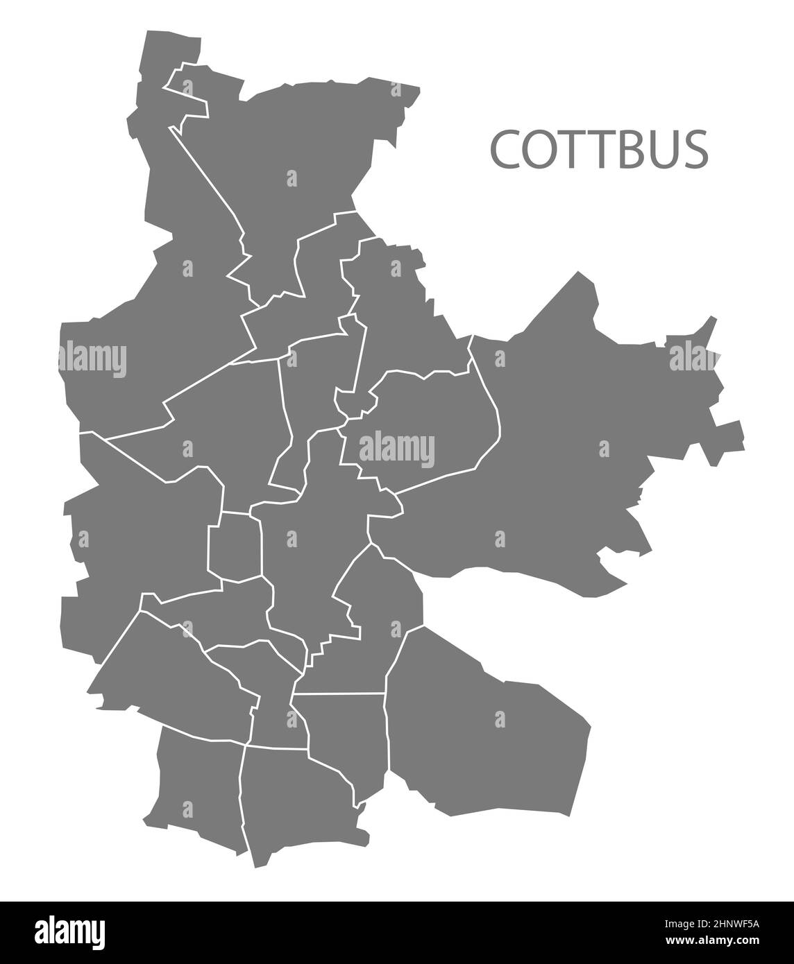 Modern City Map - Cottbus city of Germany with districts grey DE Stock ...