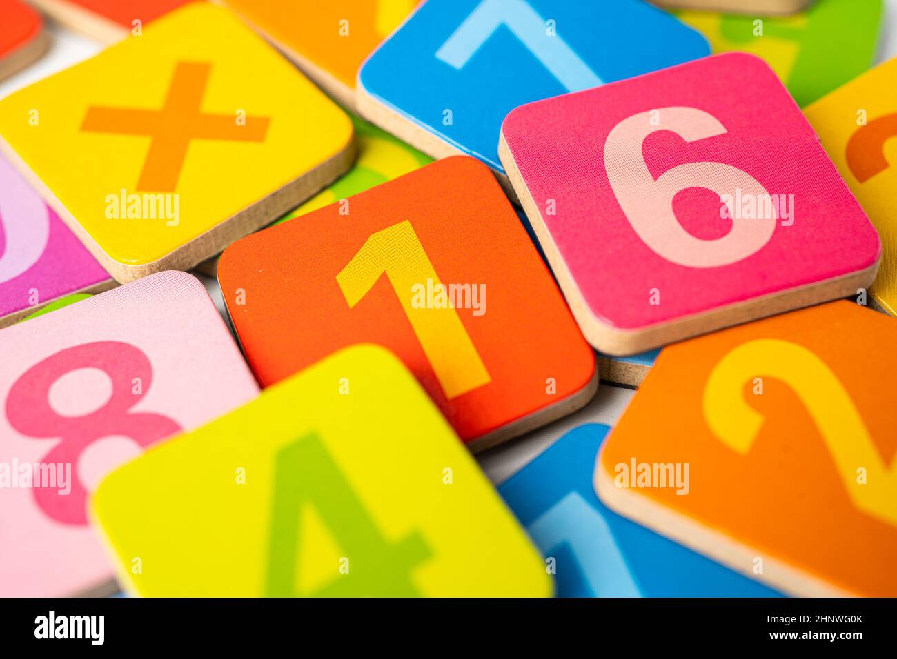 Math Number colorful on white background, education study mathematics ...