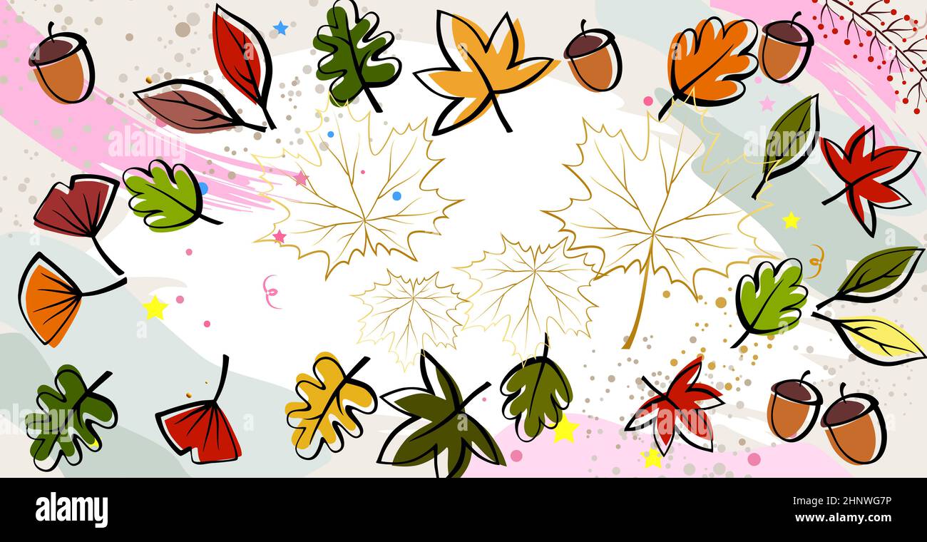 Autumn leaves set isolated on white background - Vector illustration ...