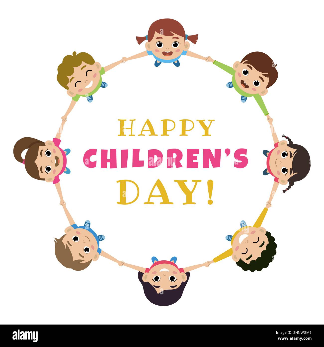 Happy world children's day poster concept. Kids smiling and holding ...