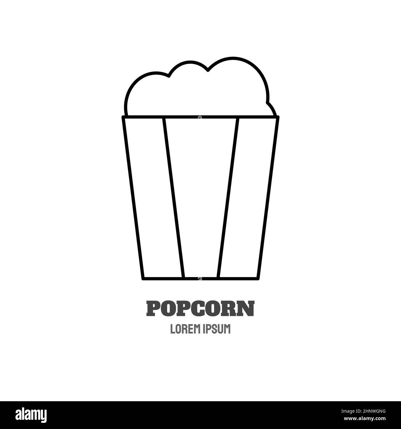 Cinema food line icon concept. Cup of popcorn outline stroke element ...